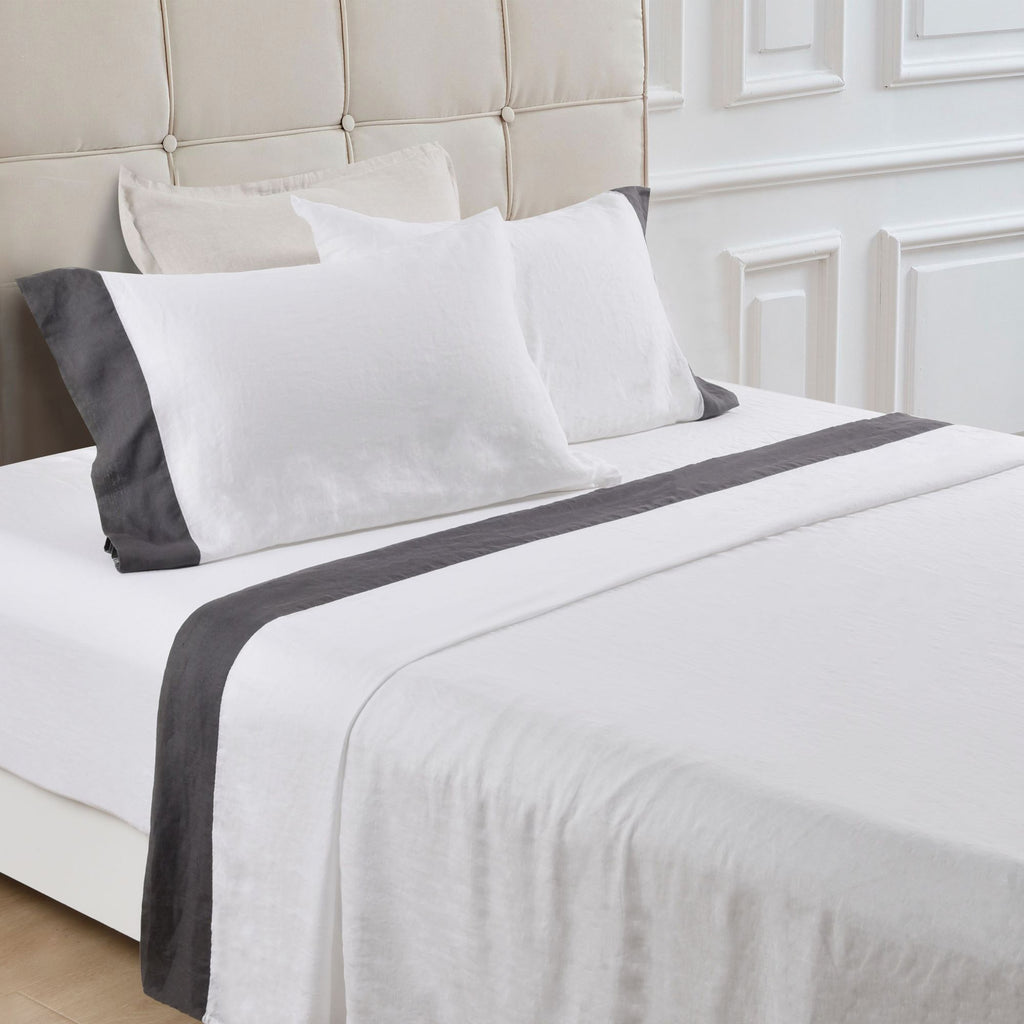 100% Belgian Linen Border Hem Sheet Sets & Duvet Cover Sets – Laytner's ...